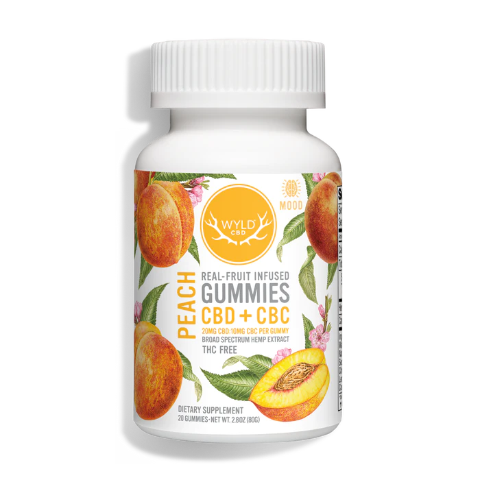 WYLD CBD+CBC Gummies Peach 20 Count | Barrels Organics