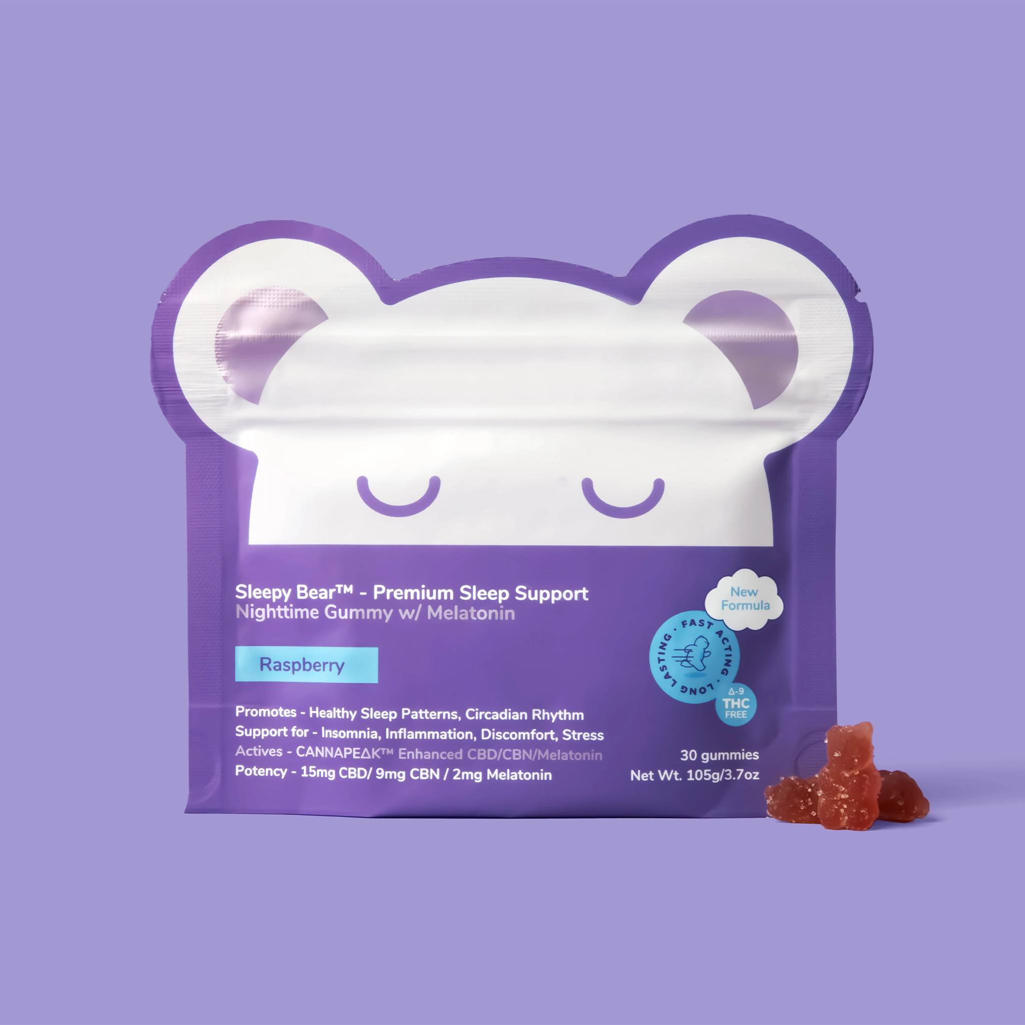 Sleepy Bear Gummies Cbd Cbn Melatonin 450mg Barrels Organics